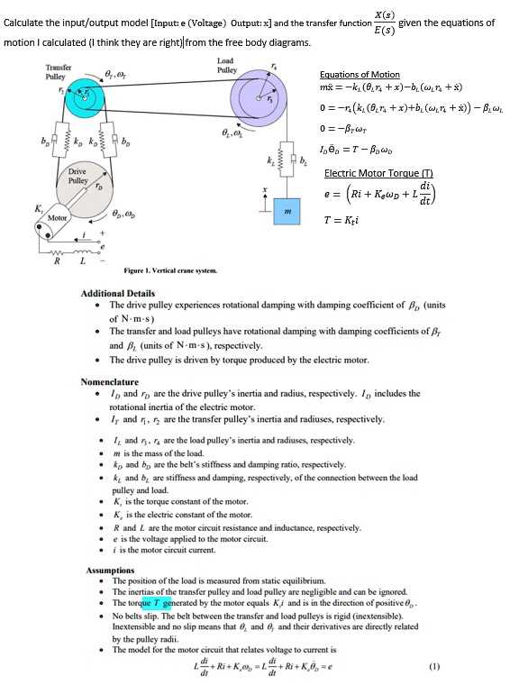 Xs Calculate The Inputoutput Model Input E Voltage Output X And The Transfer Function Given The