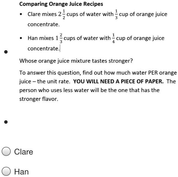 SOLVED: 'Help 20 points + brainiest answer Comparing Orange Juice ...