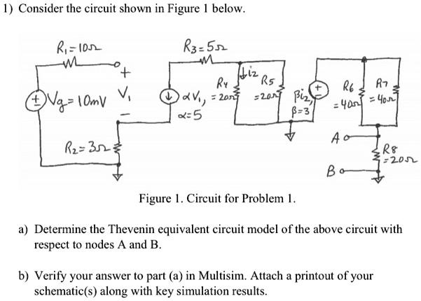 SOLVED: Consider the circuit shown in Figure 1 below: vo1 = 'y K3 = 55 Re = R7 = 40 ohms 20 30 ...