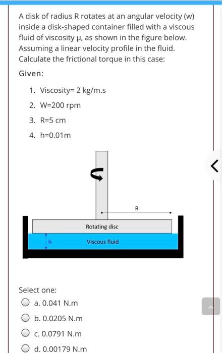 SOLVED: A disk of radius R rotates at an angular velocity (Ï‰) inside a ...