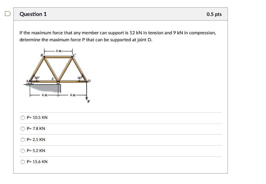 Solved If The Maximum Force That Any Member Can Support Is 12 Kn In