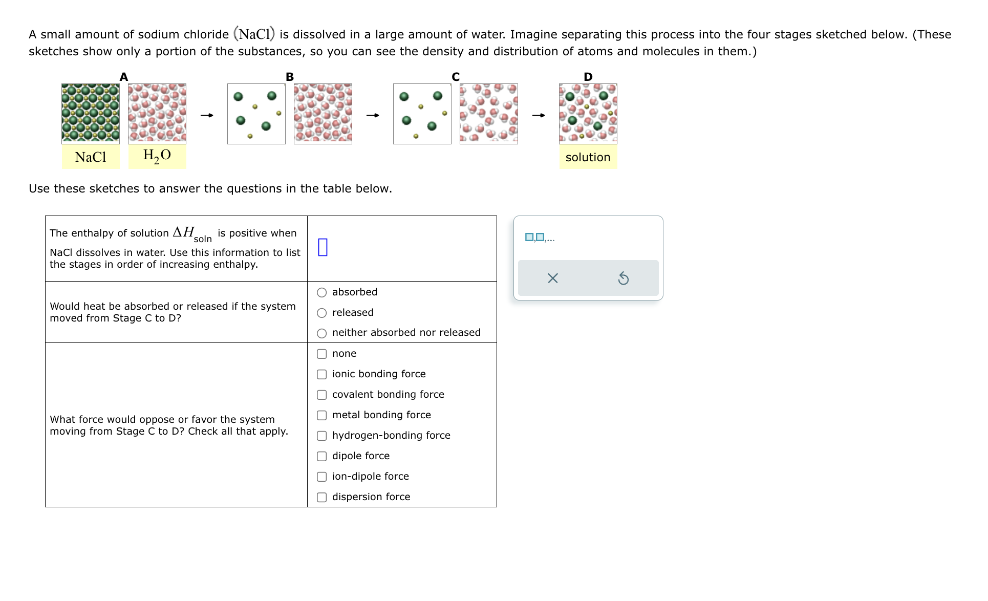 a small amount of sodium chloride mathrmnacl is dissolved in a large ...