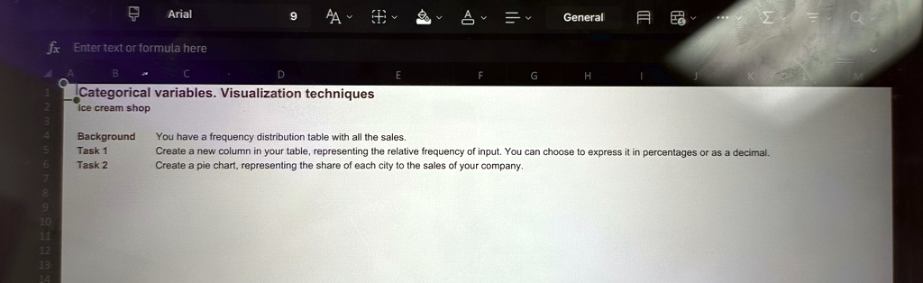 arial 9 aa a general fx enter text or formula here categorical variables visualization ...