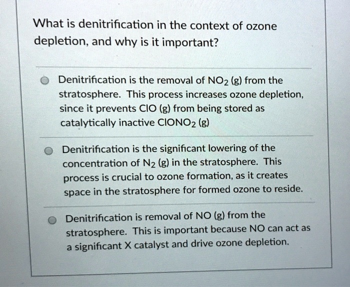 SOLVED: What is denitrification in the context of ozone depletion, and ...