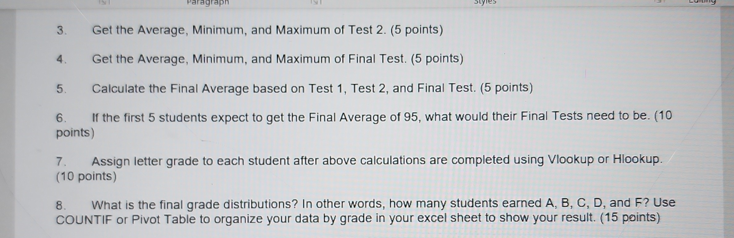 SOLVED: 3. Get the Average, Minimum, and Maximum of Test 2. (5 points ...