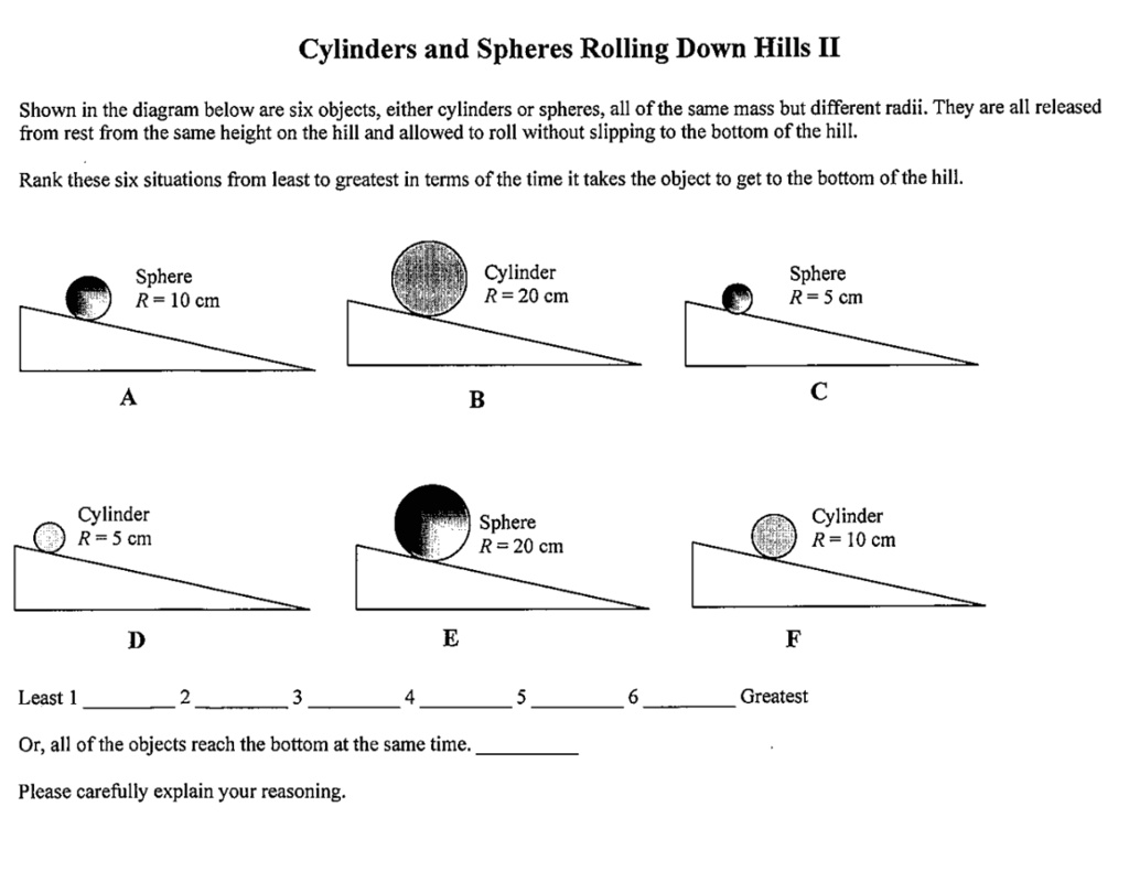 SOLVED: Cylinders and Spheres Rolling Down Hills II Shown in the ...