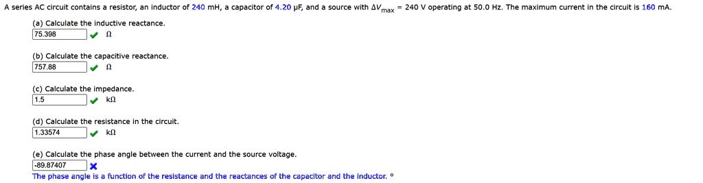 SOLVED: (a) Calculate the inductive reactance: 75.398 (b) Calculate the ...