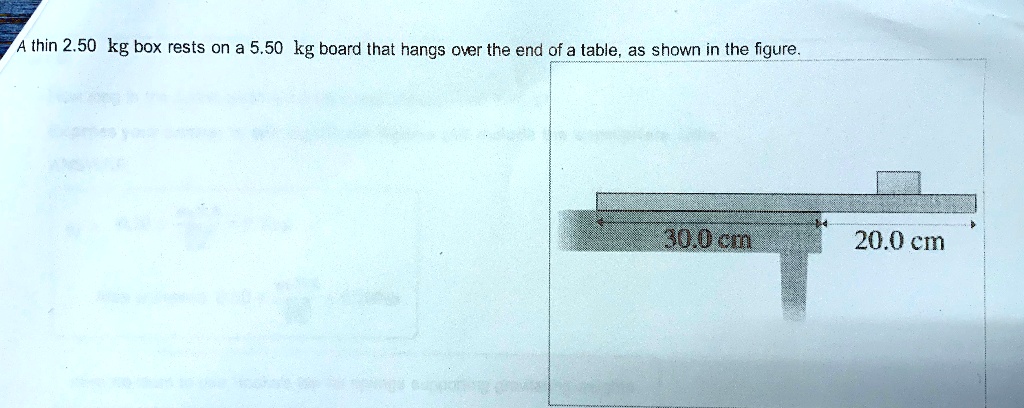 [GET ANSWER] thin 250 kg box rests on a 550 kg board that hangs over ...