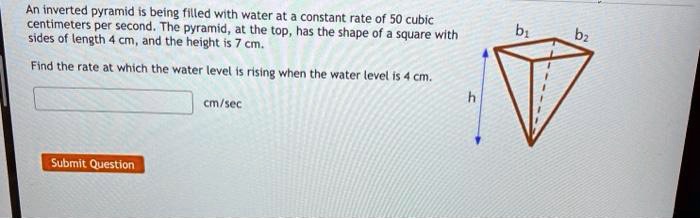 SOLVED: An inverted pyramid is being filled with water at a constant ...