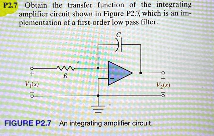 P2.7 Obtain the transfer function of the integrating amplifier circuit ...
