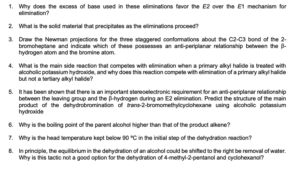 why does the excess of base used in these eliminations favor the e2 ...