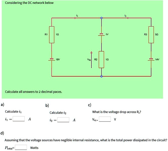 considering the dc network below r1 10 r3 5 calculate all answers to 2decimal paces a b ...