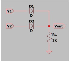 SOLVED: The inputs V1 and V2 can be 0V and −5V. Show that the following ...