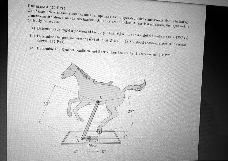 SOLVED: PROBLEM 350 PTS: The figure below shows a mechanism that ...
