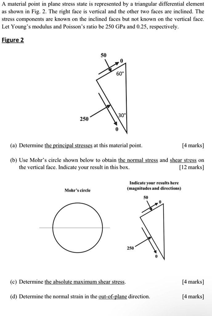 a material point in plane stress state is represented by a triangular ...