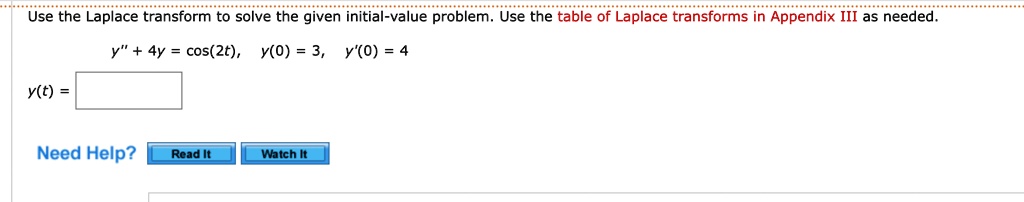 Use the Laplace transform to solve the given initial-value problem. Use the table of Laplace ...