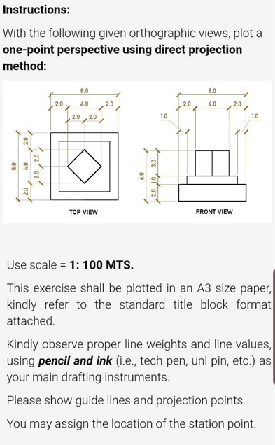 Instructions: With the following given orthographic views, plot a one ...