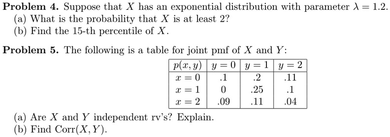 SOLVED: Problem Suppose that X has am exponential distribution with ...