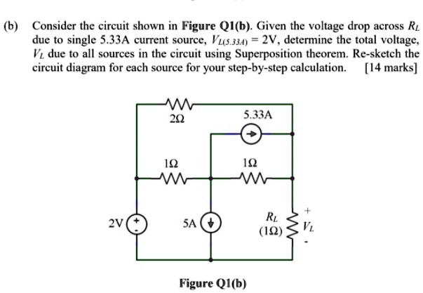SOLVED: Consider the circuit shown in Figure Q1(b). Given the voltage drop across R due to a ...