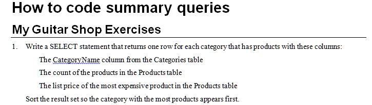 SOLVED: Microsoft SQL Server Management Studio How to Code Summary Queries My Guitar Shop ...