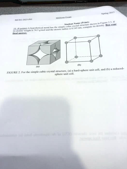 SOLVED: ' A hypothetical metal has the simple cubic crystal structure ...