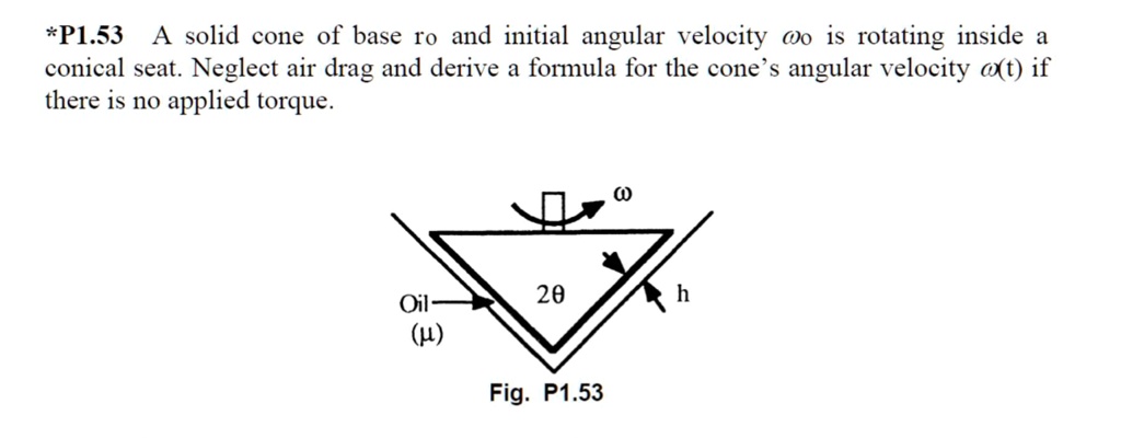 *P1.53 A solid cone of base r0 and initial angular velocity ω0 is ...