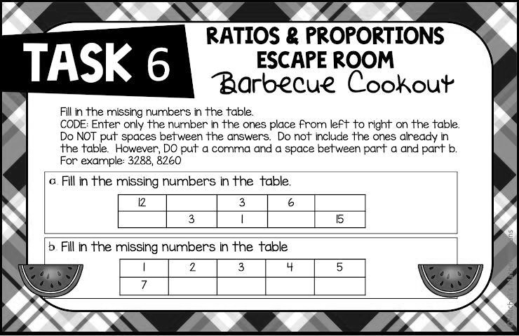 need help on this thanks ratios proportions task 6 escape room barbecue ...