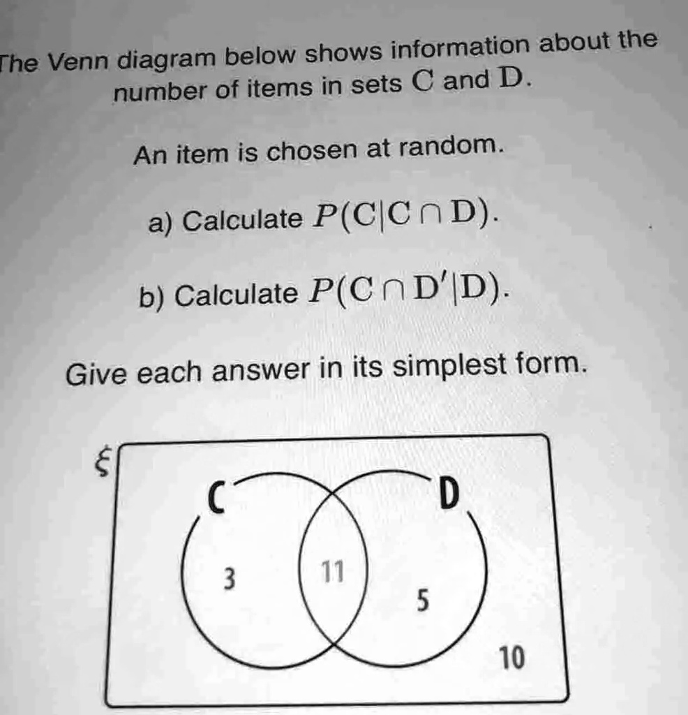 The Venn diagram below shows information about the number of items in ...