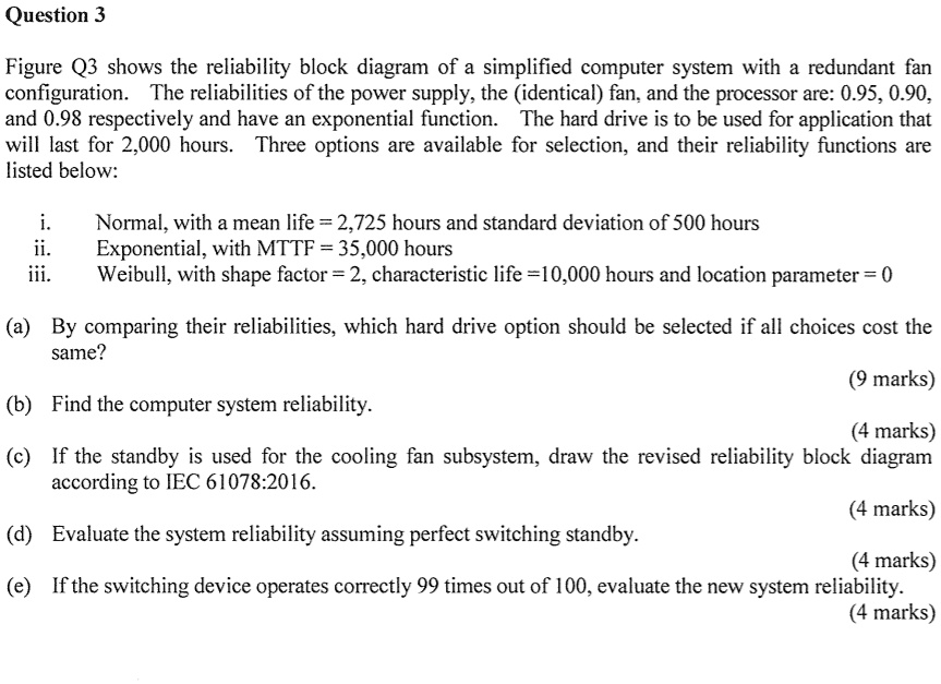 SOLVED: Question 3 Figure Q3 shows the reliability block diagram of a ...