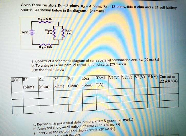 SOLVED: Given three resistors R1 5 ohrs, Rz 4 ohms, Ra = 12 ohms; RA= 8 ...