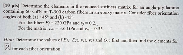 SOLVED: Determine the elements in the reduced stiffness matrix for an ...