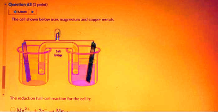 SOLVED: The cell shown below uses magnesium and copper metals. The ...