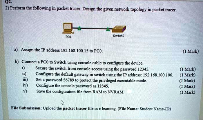Solved 02 2 Perform The Following In Packet Tracer Design The Given