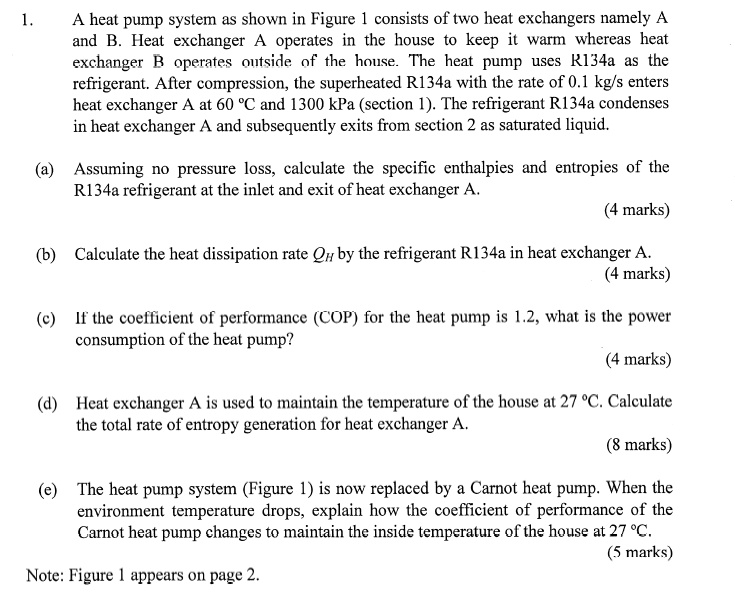 1 A Heat Pump System As Shown In Figure 1 Consists Of Two