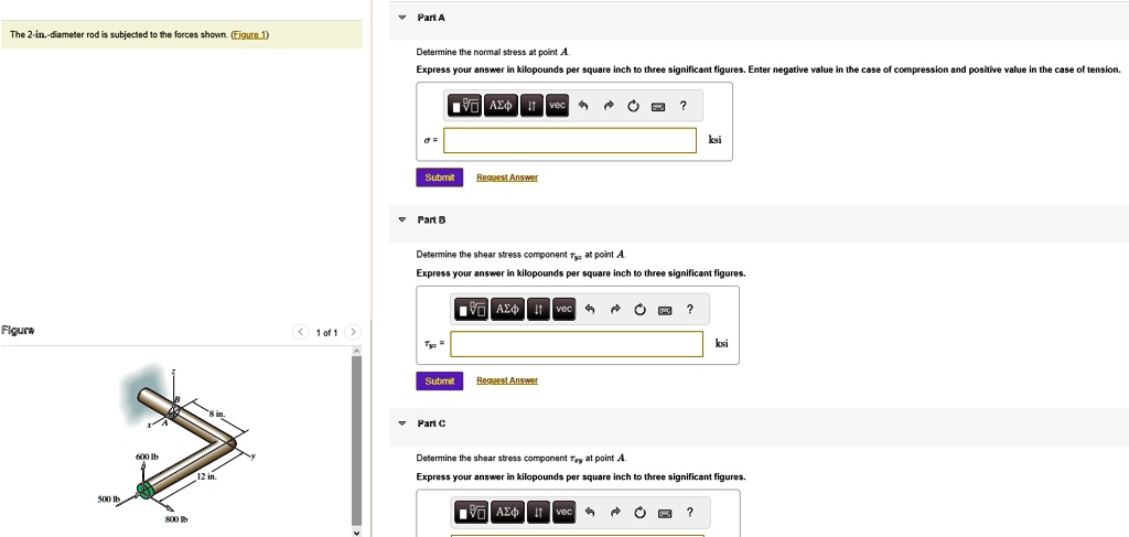 thank you part a the 2 inch diameter rod is subjected to the forces ...