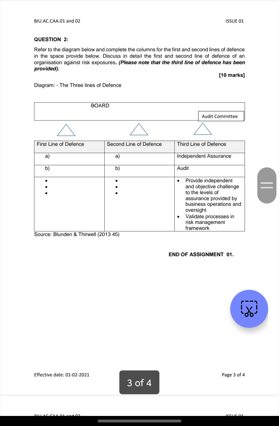 BIU.AC.CAA. 01 and 02 ISSUE 01 QUESTION 2: Refer to the diagram below ...