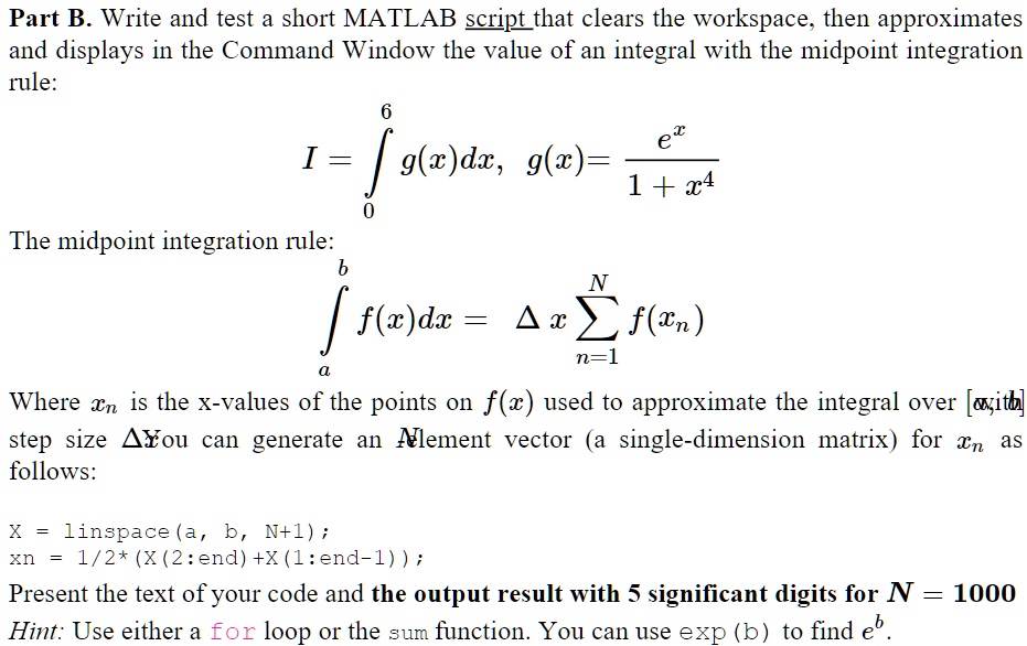 Video Solution Part B Write And Test A Short Matlab Script That Clears The Workspace Then 4626