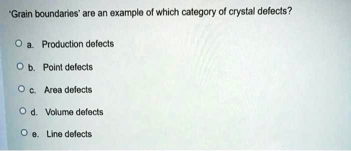 'Grain boundaries' are an example of which category of crystal defects ...