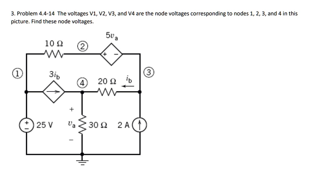 3. Problem 4.4-14 The voltages V1, V2, V3, and V4 are the node voltages corresponding to nodes 1 ...