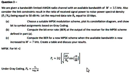 Solved A Choose A Suitable Mpsk Modulation Scheme Plot Its