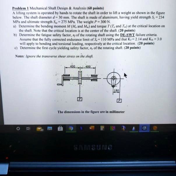 Problem 1: Mechanical Shaft Design Analysis (60 points) A lifting ...