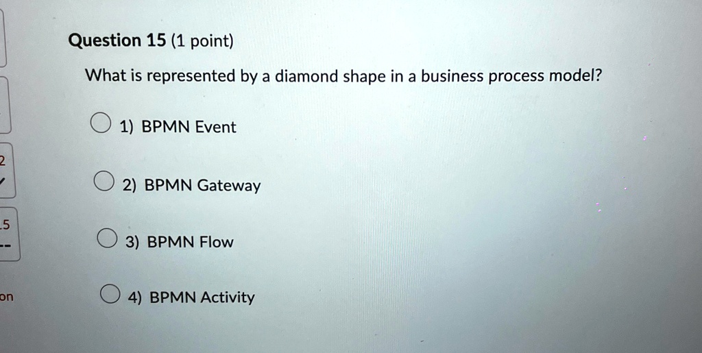 question 15 1 point what is represented by a diamond shape in a ...