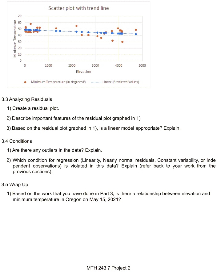 SOLVED:Scatter plot with trend line I 100 0 Z000 3000 Loco SCDO Eevation Minimum ` emperature ...
