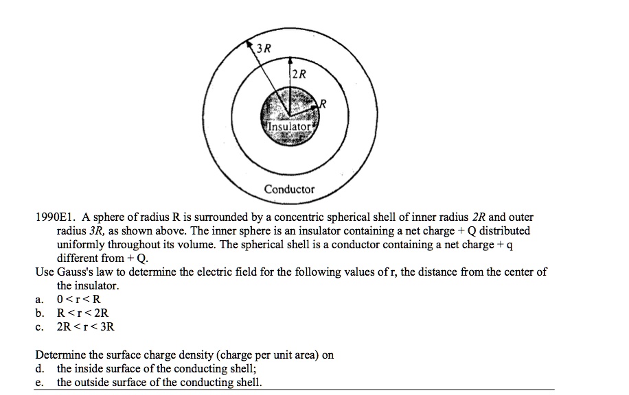 3r 2r insulator conductor 1990e1 a sphere of radius r is surrounded by concentric spherical ...