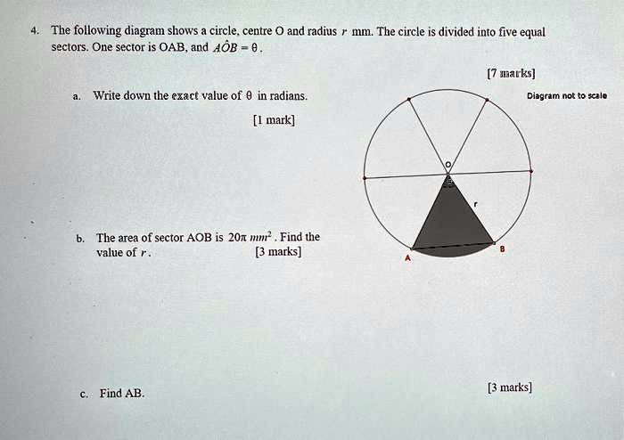 SOLVED: The following diagram shows circle. centre and radius mm. The circle is divided into ...