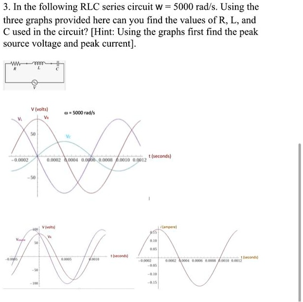 3. In the following RLC series circuit ω = 5000 rad/s. Using the three ...