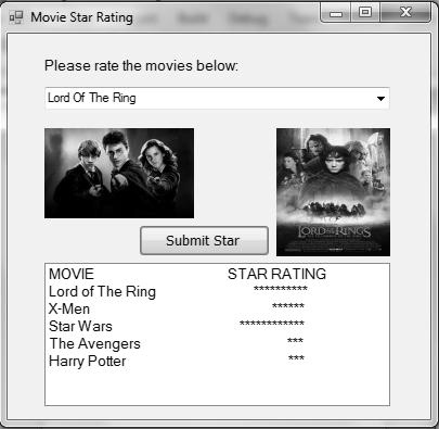 Movie Star Rating Please rate the movies below: Lord Of The Ring MOVIE ...