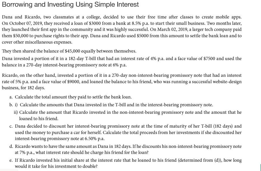 simple interest borrowing and investing using simple interest dana and ...