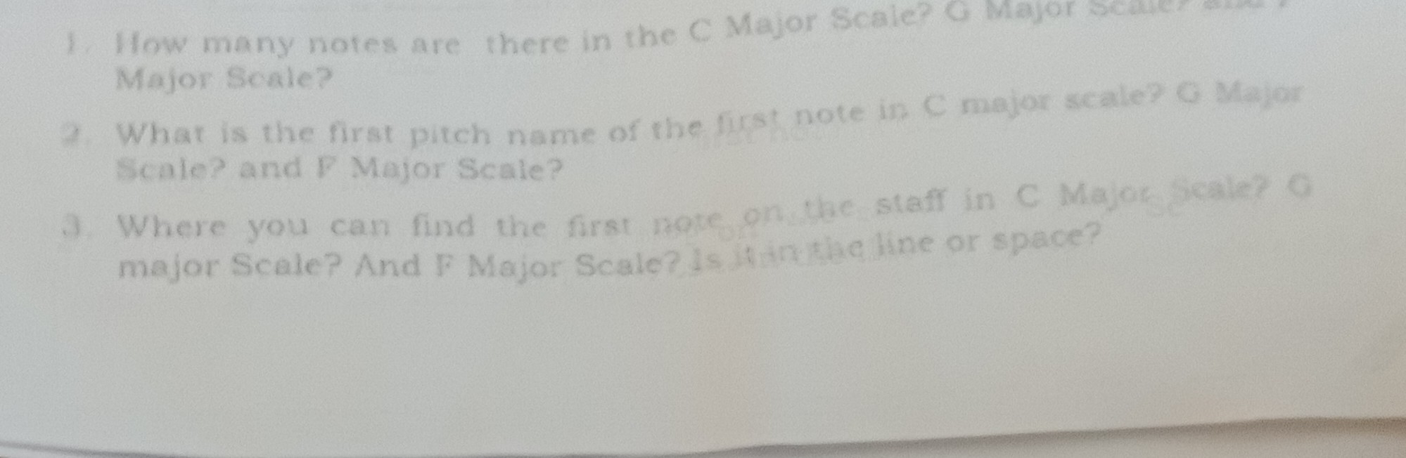 1. How many notes are there in the C Major Scale? Major Scale? What is ...