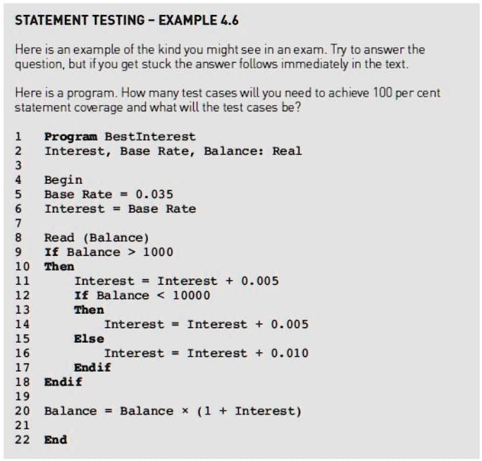 STATEMENT TESTING EXAMPLE L.6 Here is an example of the kind you might ...